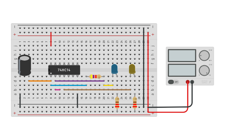 Circuit design 74HC14 Miguel - Tinkercad