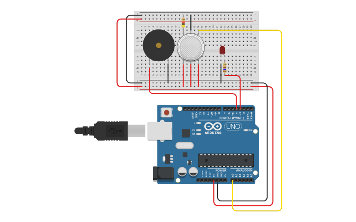 Circuit design Gas Sensor Project - Tinkercad