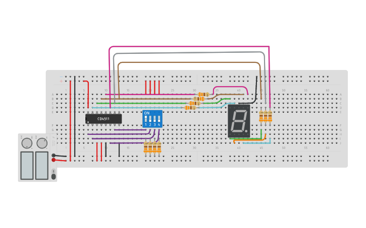 Circuit design BCD to Seven Segment decoder - Tinkercad