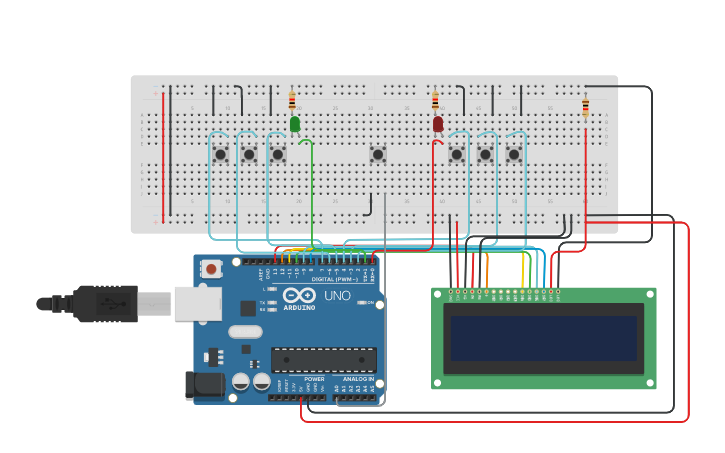 Circuit design Q#72(rock, paper, scissor) - Tinkercad