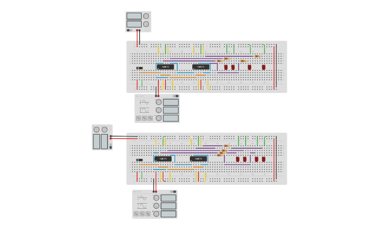 Circuit design BINARY RIPPLE COUNTER - Tinkercad Circuit design BINARY RIPPLE COUNTER - Tinkercad