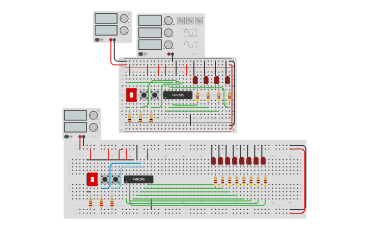 Circuit design Copy of Logic simulator Shift register - Tinkercad