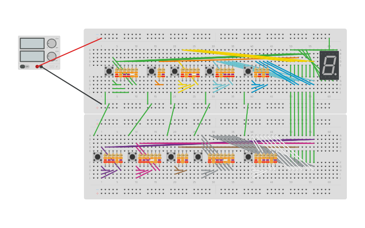 Circuit design Display 7 segmentos - Tinkercad