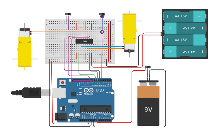 Circuit design Circuito robot evasor de obstaculos con arduino uno - Tinkercad