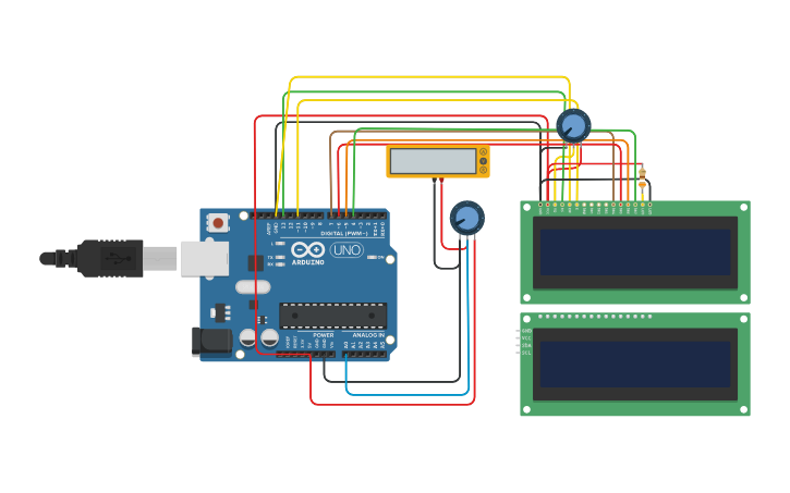 Circuit design Analog Read with LCD display - Tinkercad