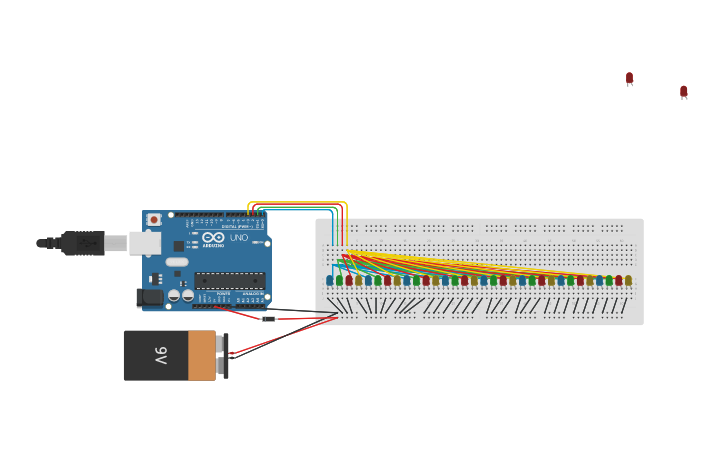 Circuit design Christmas lights - Tinkercad