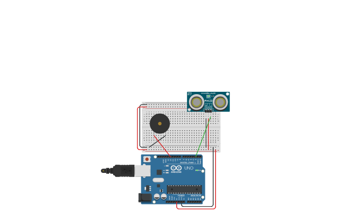 Circuit design ULTRASONIC SENSOR - Tinkercad