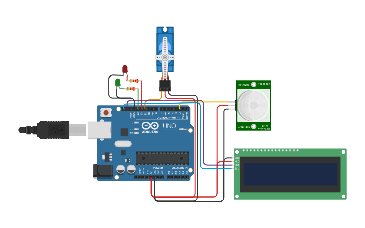 Circuit design Automatic Gate - Tinkercad