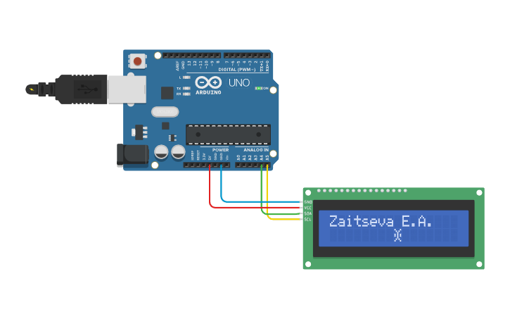 Circuit design LCD1602 - Tinkercad