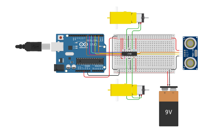 Circuit design Robot Seguidor de Linea V2 - Tinkercad