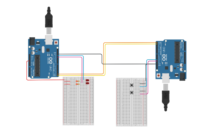 Circuit design MASTER/SLAVE TESTE DO PACOTE EM HEX | Tinkercad