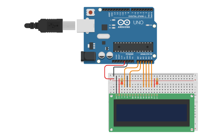 Circuit design Display de LCD da atividade - Tinkercad