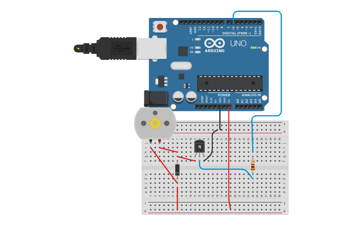 Circuit Design PrÁctica 5 Motores Con Transistor Tinkercad