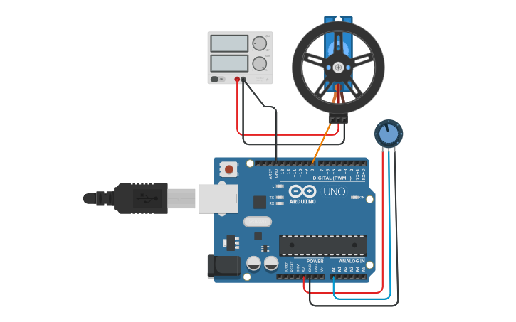 Circuit design Continuous Rotational Servo - Tinkercad