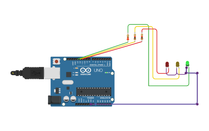 Circuit Design Traffic Light Tinkercad