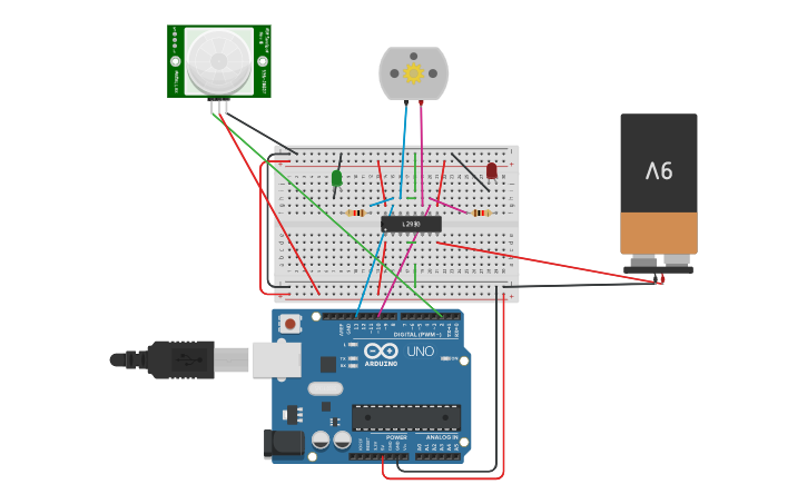Circuit design SENSOR CON MOTOR - Tinkercad