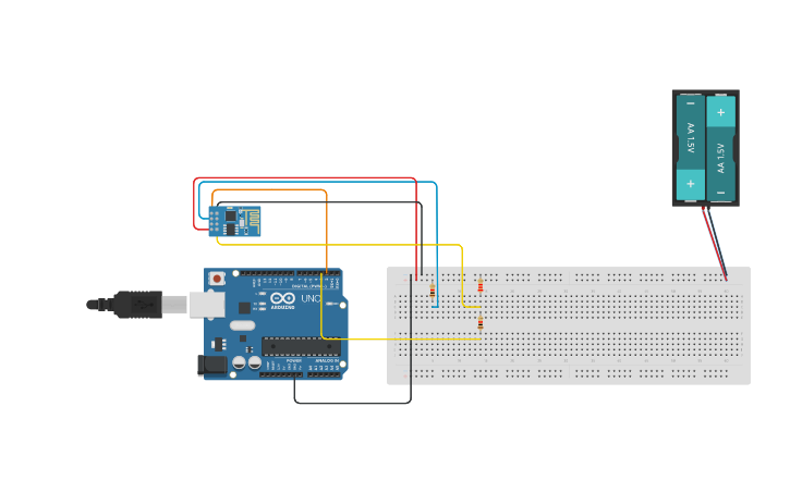 Circuit design Basic Nano/ESP8266 Comms - Tinkercad