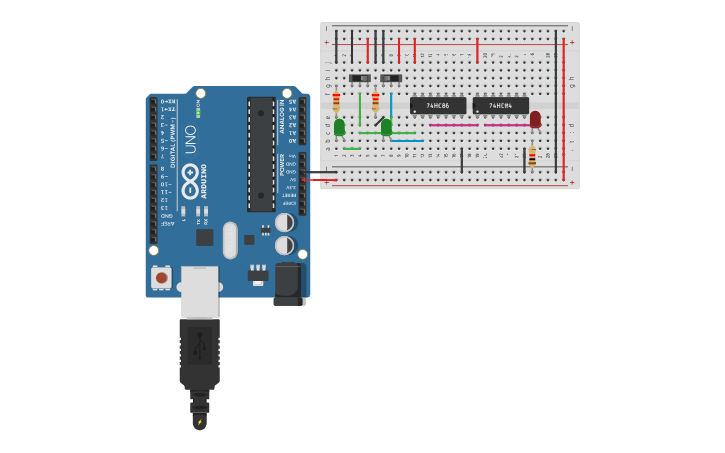 Circuit design COMPUERTA XNOR | Tinkercad