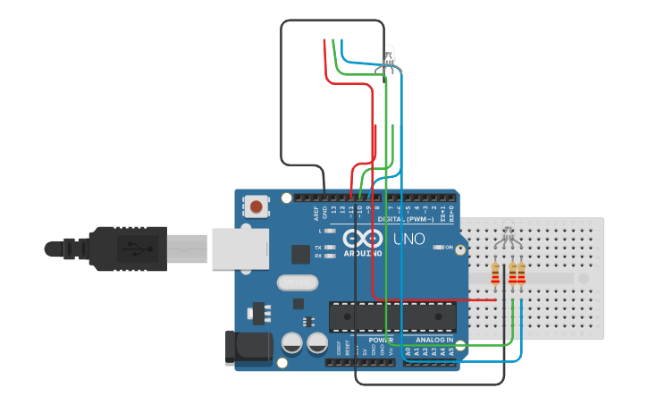 Circuit design RGB and PWM | Tinkercad