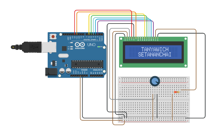 Circuit design LCD - Tinkercad