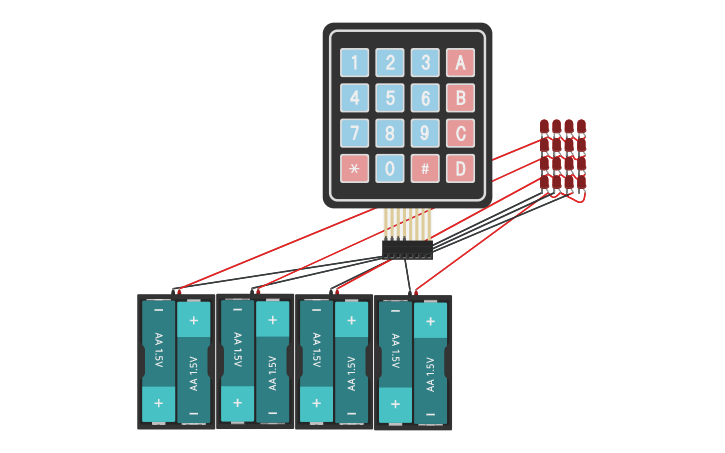 Circuit design keypad and matrix led display - Tinkercad