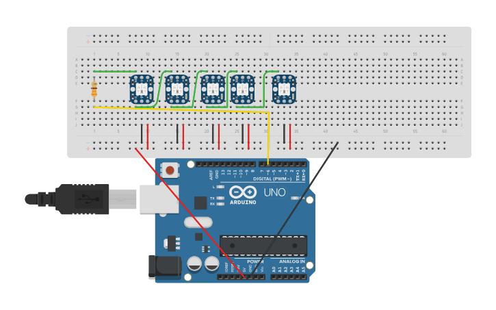 Circuit Design Neopixels Interfacing With Arduino Tinkercad
