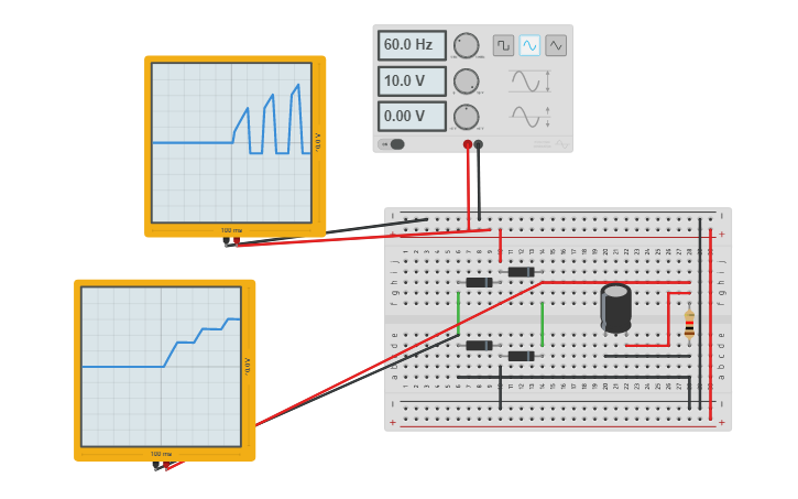 Circuit Design Rectificador Onda Completa Practica 2 Unad Tinkercad