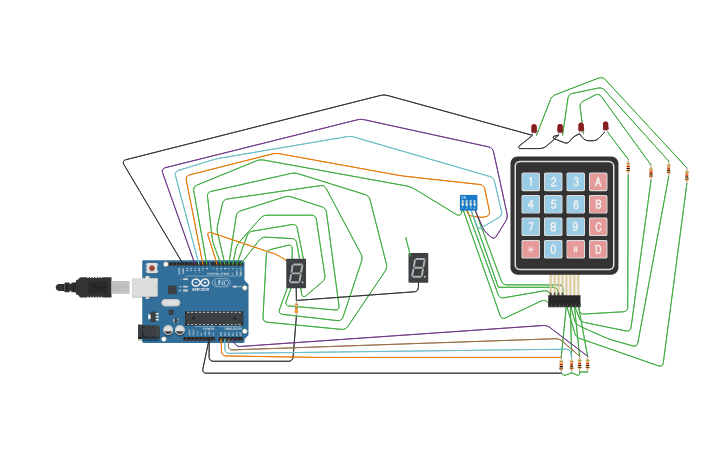 Circuit design 7 segmentos arduino | Tinkercad