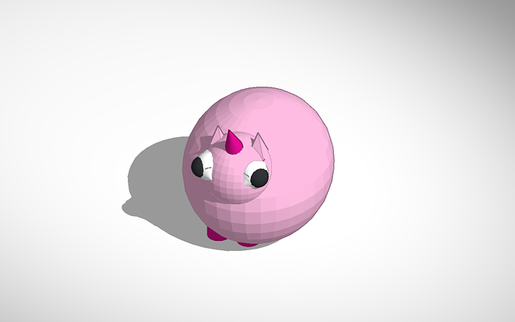 3D design pink fluffy unicorn - Tinkercad