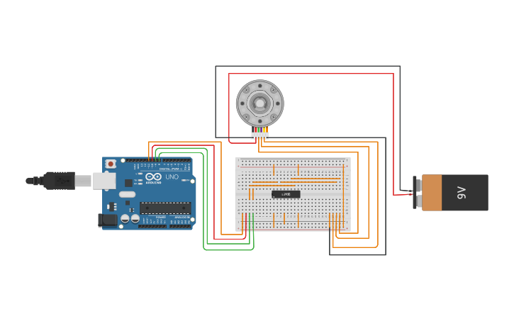 Circuit design motor stepper - Tinkercad