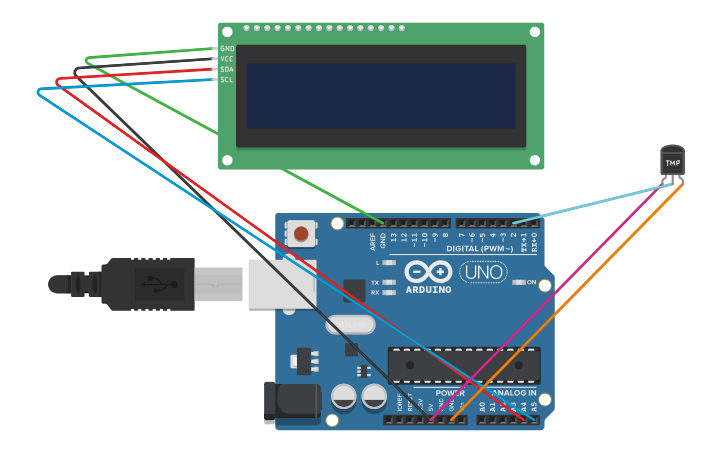 Circuit design Temperature sensor - Tinkercad