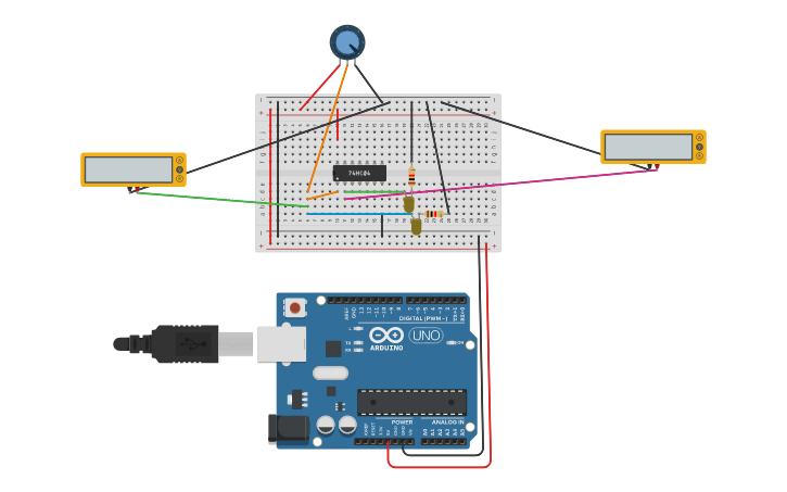 Circuit design Lab2 Logic gates (not) - Tinkercad