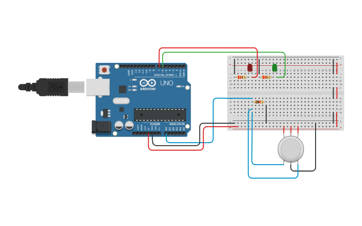 Circuit Design Sensor De Alcohol Tinkercad