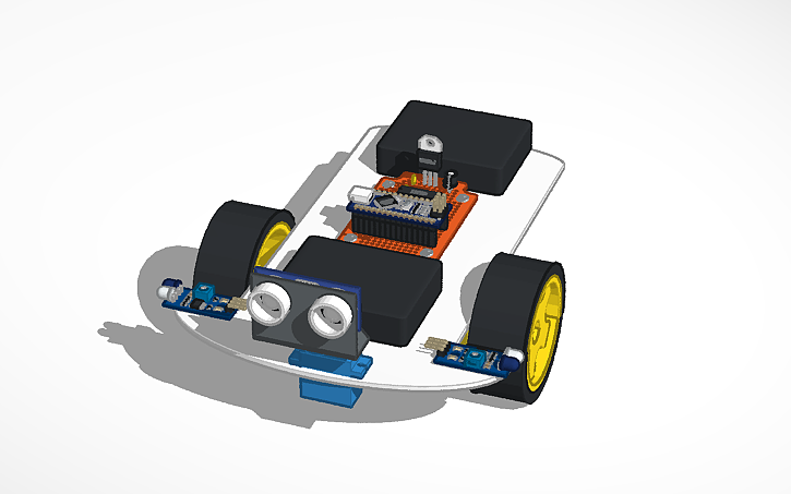 3d Design Obstacle Avoiding Robot V2 Tinkercad