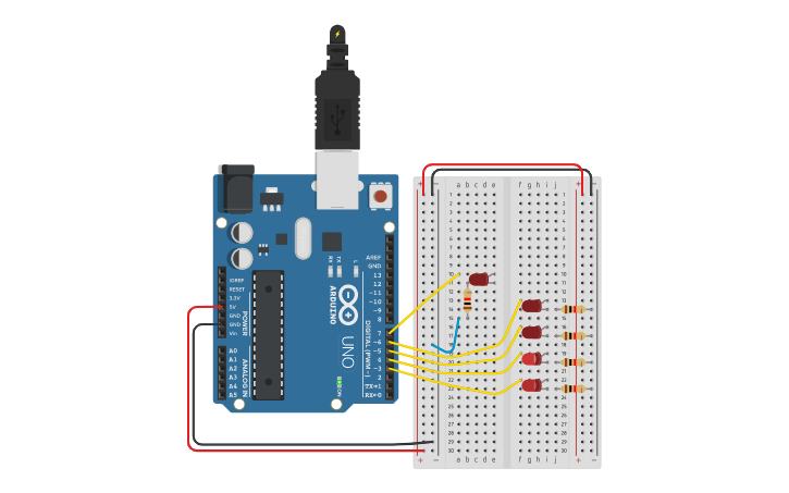 Circuit design 4.3 Christmas Lights - Tinkercad