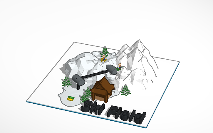 3D design ski field ski hill - Tinkercad