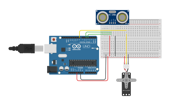 Circuit design Smart Bin - Tinkercad