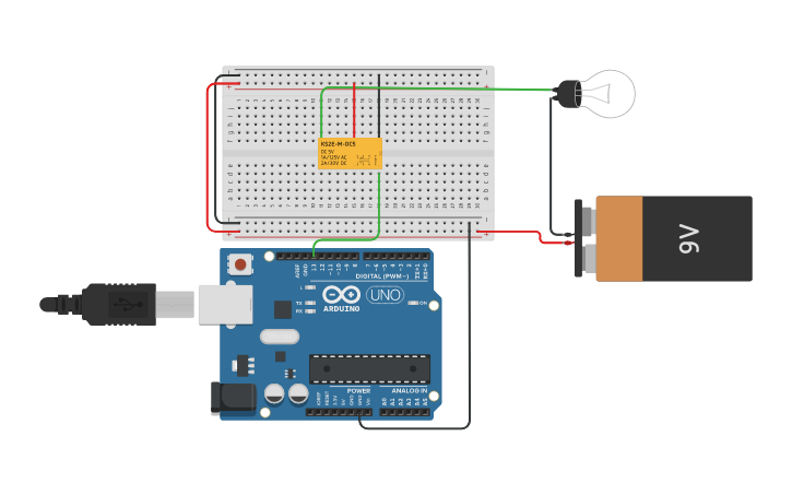 Circuit design Uso de relé | Tinkercad