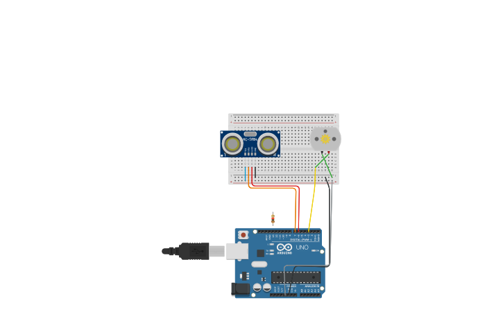 Circuit design Sensor ultrasonico - Tinkercad