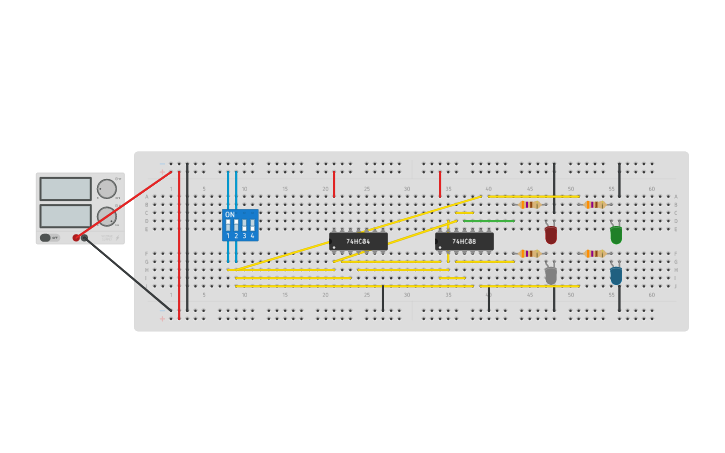 Circuit design 2:4 decoder - Tinkercad