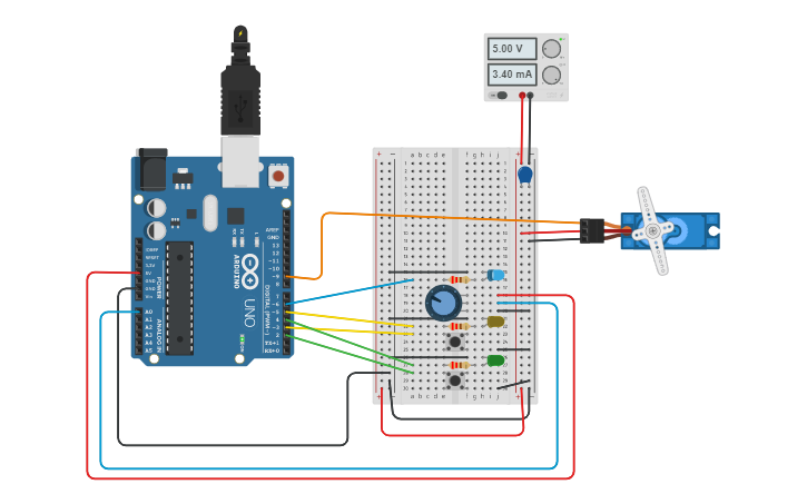 Circuit design Lab THM Part J Servo | Tinkercad