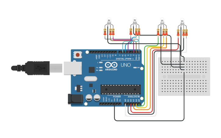 Circuit design Traffic Controler - Tinkercad