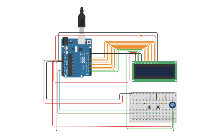 Circuit design LCD Button - Tinkercad