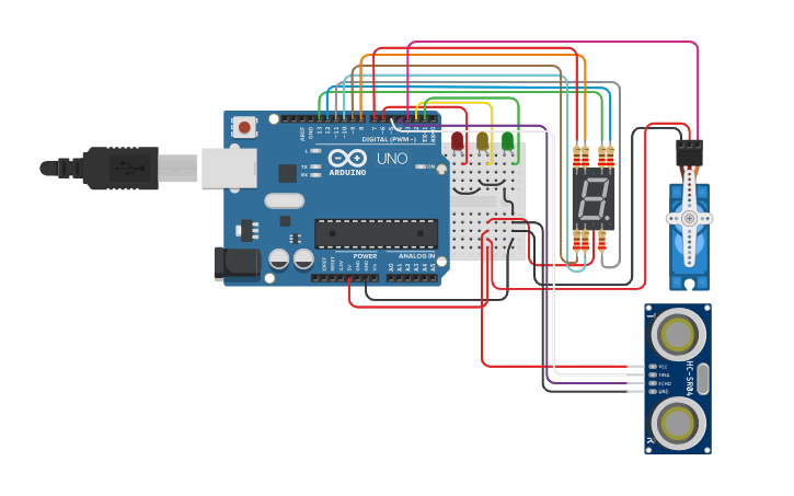 Circuit Design Talanquera Con Display De 7 Segmentos Tinkercad