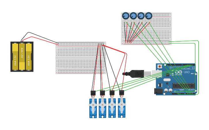 Circuit design Project 1 - Robot Arm | Tinkercad