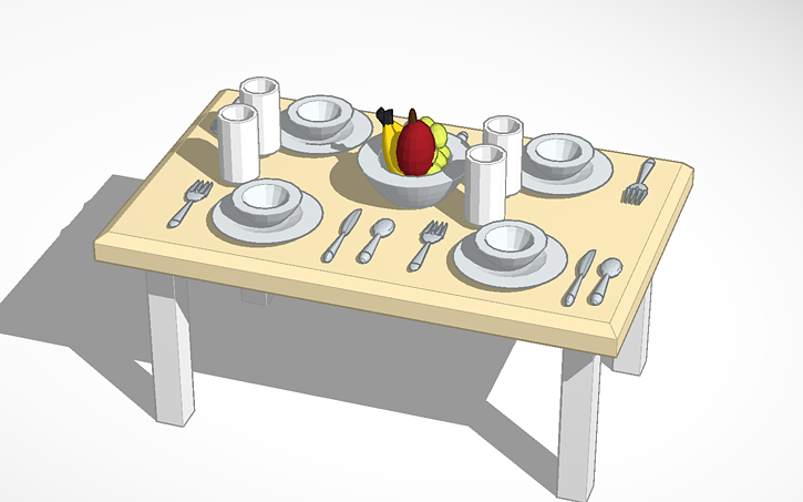 3D design dining set - Tinkercad