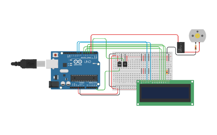 Circuit design DC Motor controller via Blynk - Tinkercad