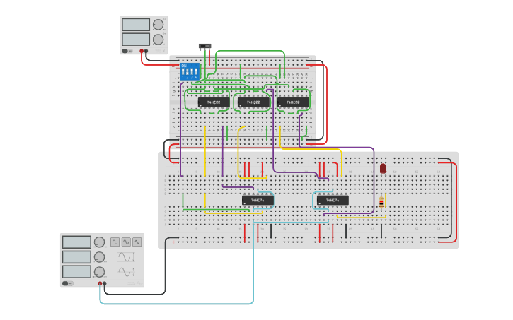 Circuit design PISO | Tinkercad