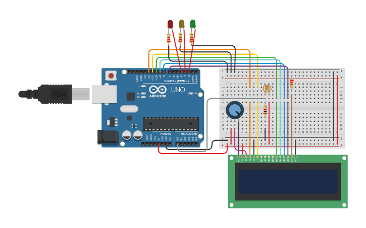 Circuit design Practical Test 1 - Arduino Light Sensing Circuit | Tinkercad