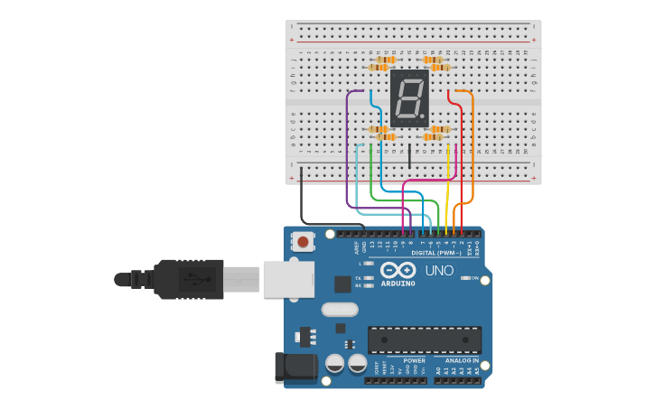Circuit design 7 SEGMENTOS - Tinkercad